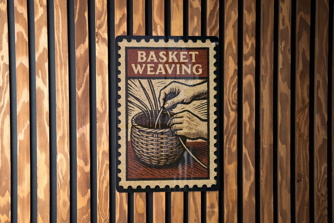 Basket Weaving Metal Sign – Rustic Stamp Style Wall Art for Crafters ...
