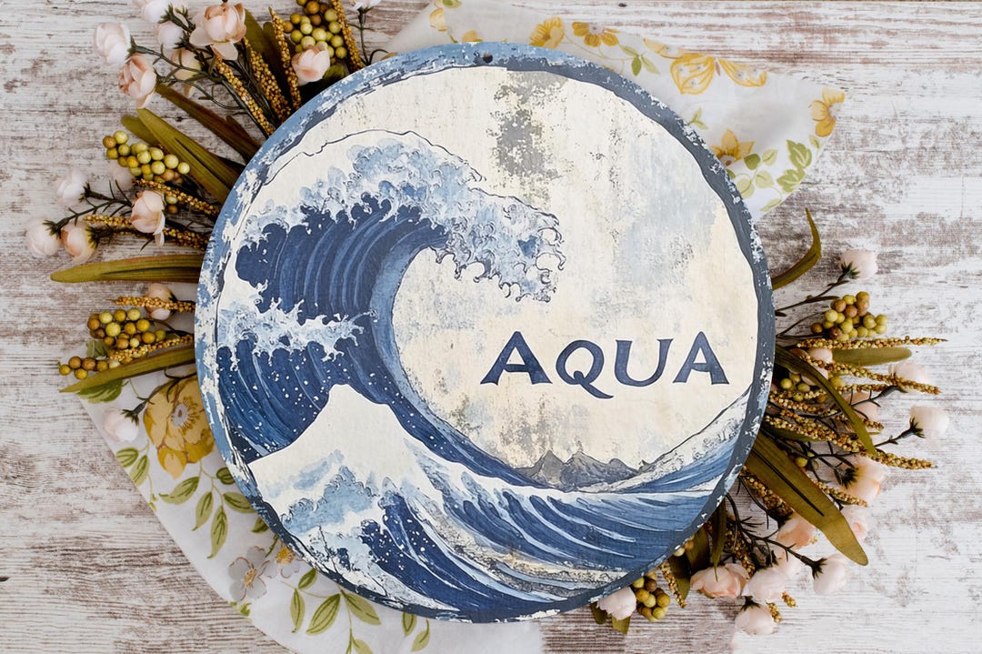 Ocean Surge Symphony Round Metal Sign, Nautical Wall Art, Coastal Decor ...