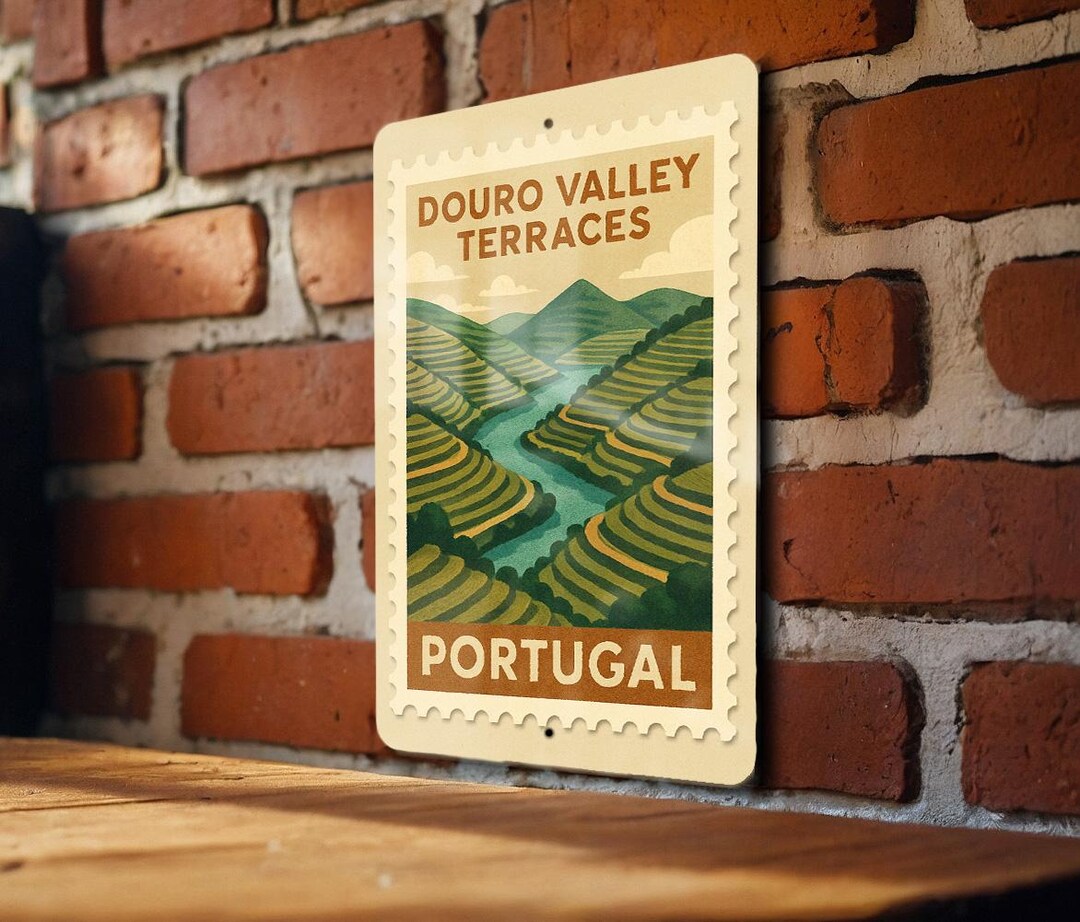 Douro Valley Terraces Vintage Metal Sign – Rustic Portugal Wall Art ...