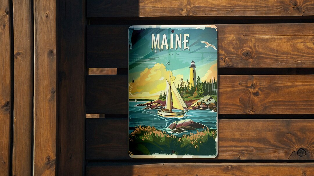 Retro Cartoon Visit Maine Metal Sign: Perfect Vintage Decor - Retro ...
