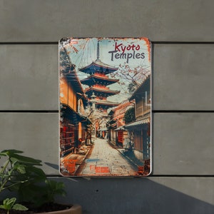 Kyoto Temples Sign, Japan Vintage Style, Aluminum Metal Sign, Wall ...