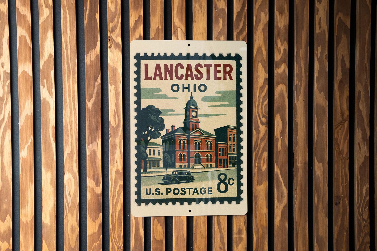 Lancaster Ohio Postage Stamp Metal Sign – Vintage-inspired City ...