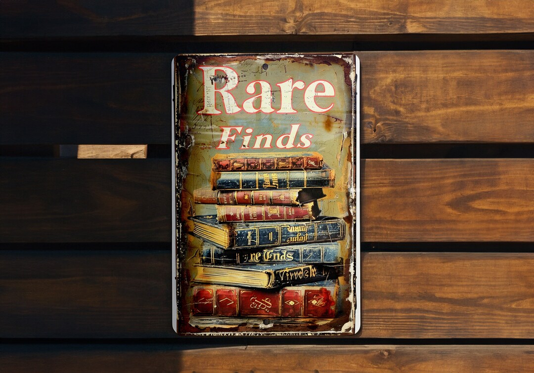Antique Book Lover Metal Sign, Rare Finds Decor, Vintage Tin Sign ...