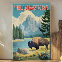 Yellowstone National Park Glossy Ceramic Tile Art Gift for Nature Park ...