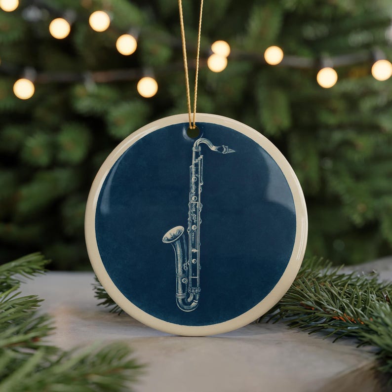 Bass Clarinet Ceramic Ornament Featuring Iconic Instrument Silhouette ...