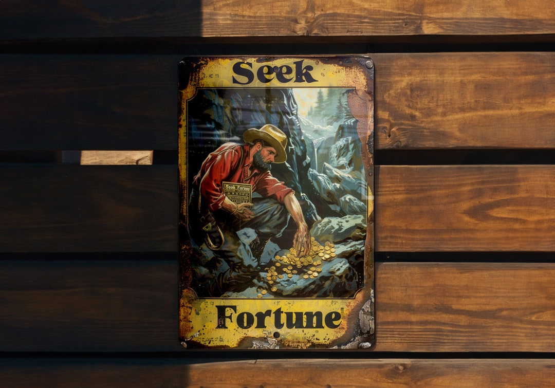 Gold Rush Metal Sign, Seek Fortune, Historical Quest, Vintage Decor ...