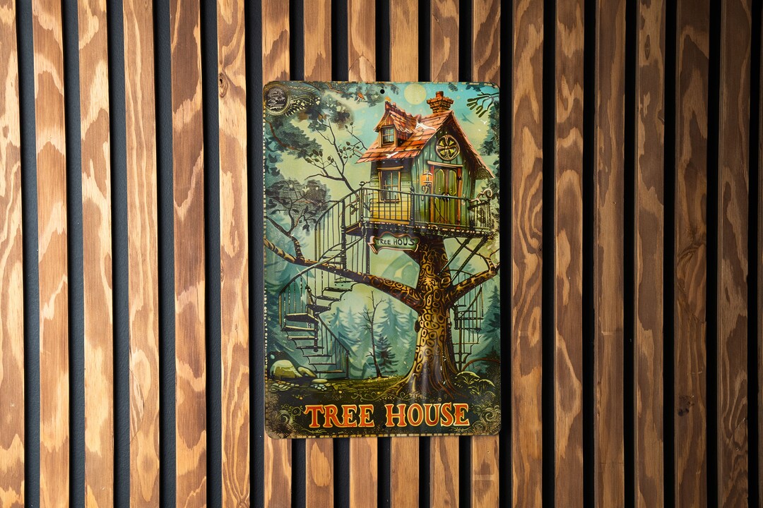 Metal Sign Treehouse Vintage Style, Fairy Tale Treehouse, Whimsical ...