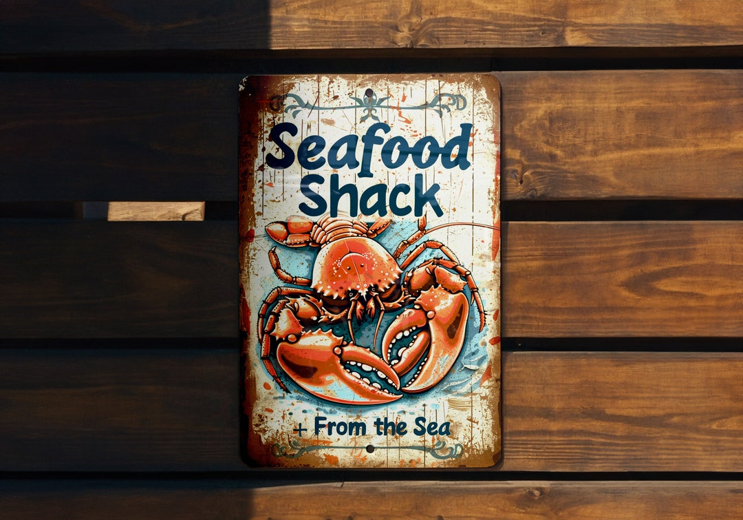 Metal Sign Seafood Shack - Vintage Style, Fresh From the Sea, Fish ...