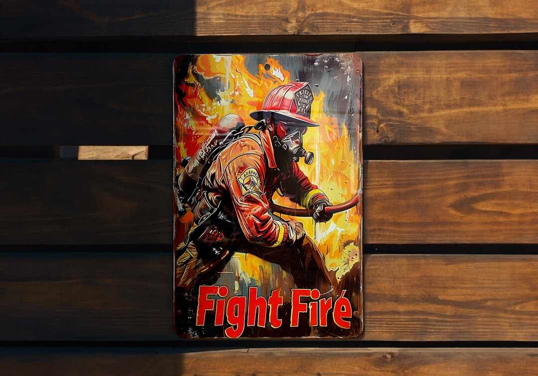 Vintage Firefighter Sign, Metal Wall Decor, Firefighter Gift, Fire ...