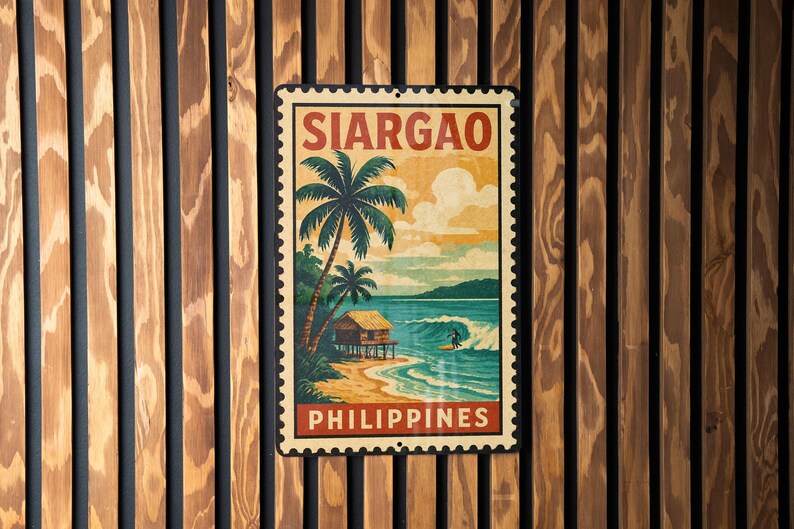 Siargao Philippines Metal Sign – Vintage Stamp Style Wall Art, Travel ...
