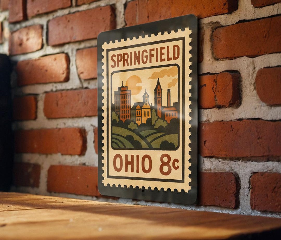 Springfield Ohio Postage Stamp Metal Sign – Vintage Travel-inspired ...