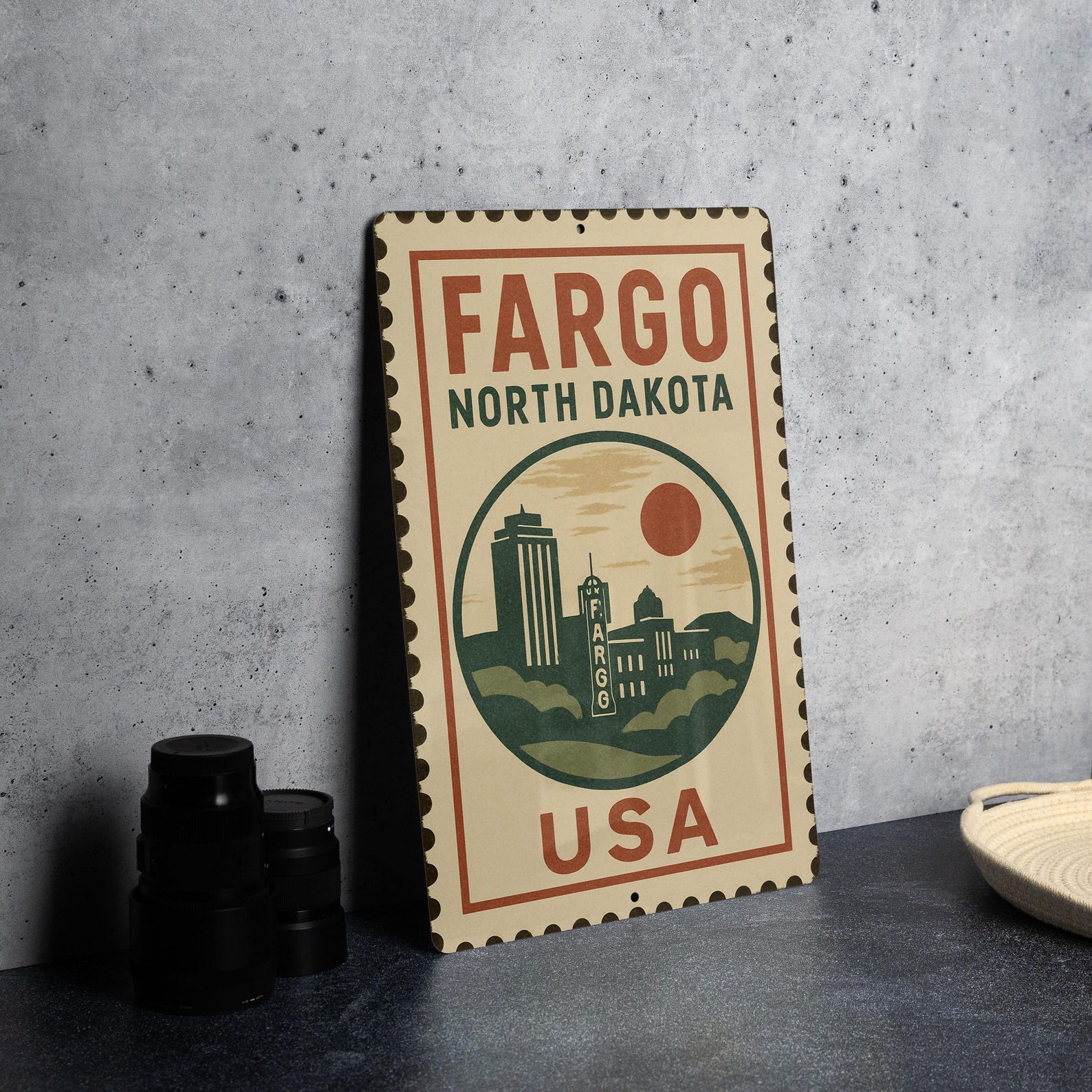 Fargo North Dakota Metal Sign – Vintage Stamp Style Wall Art – Rustic ...