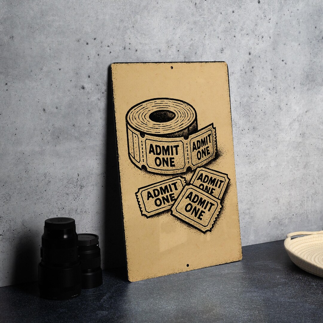 Vintage Ticket Roll & Admit One Stub Metal Sign – Retro Stamp Style ...