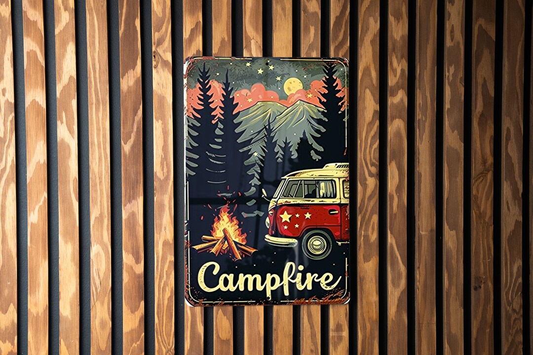 Rustic Camping Tin Sign, Metal Wall Decor, Campfire Art, Outdoor ...