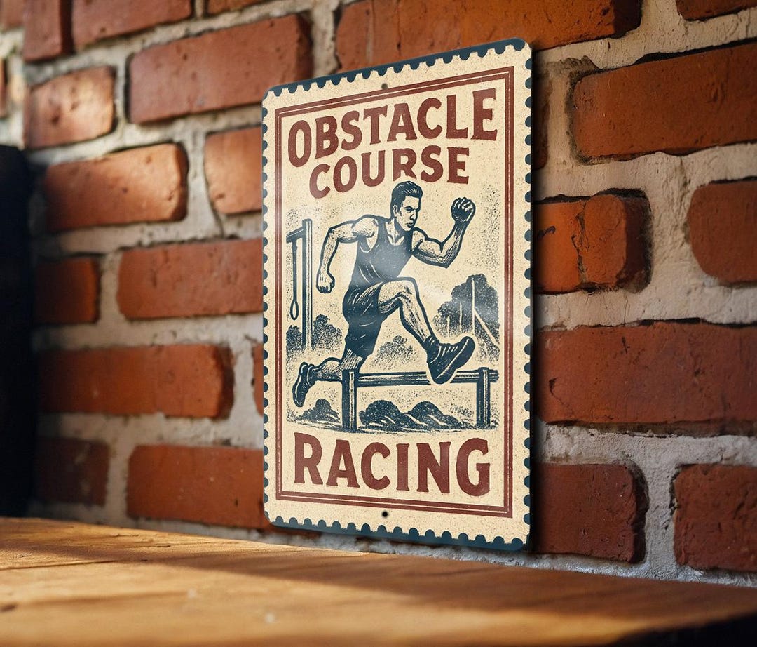 Obstacle Course Racing Metal Sign – Rustic Stamp Style Wall Art for Gym ...