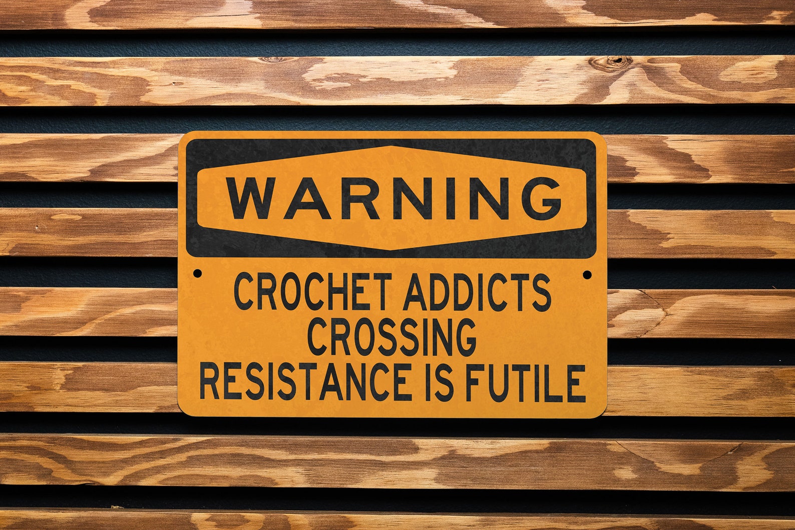 CROCHET ADDICTS CROSSING Metal Sign, Craft Room Decor, Yarn Lovers ...