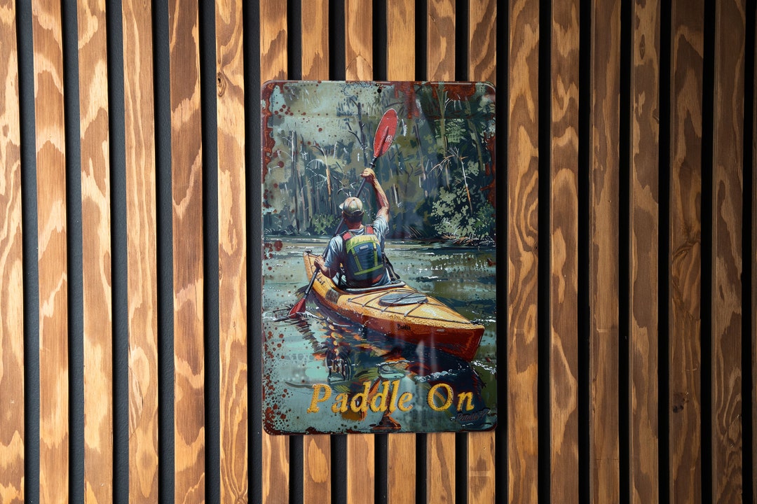 Vintage Kayak Tin Sign, Kayaking Decor, Paddle Art, Inspirational Gift ...