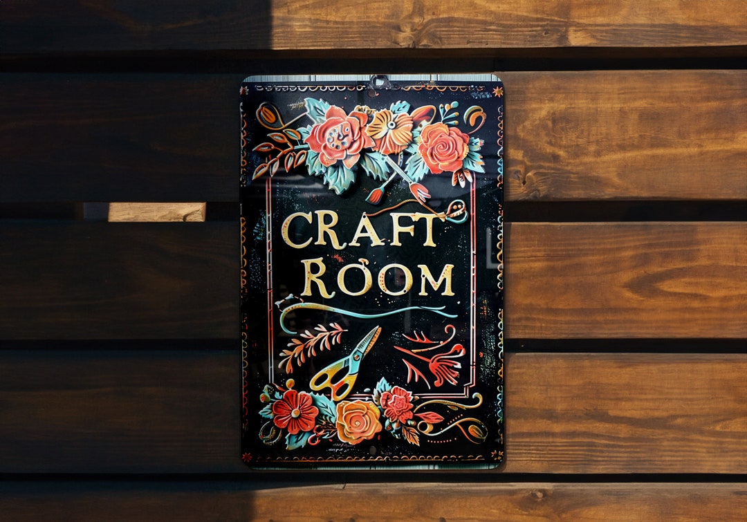 Vintage Style Craft Room Metal Sign - Artistic Frame, Crafty Font ...