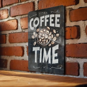 Coffee Time Metal Sign, Chalkboard Cafe Menu, Coffee Beans Decor ...