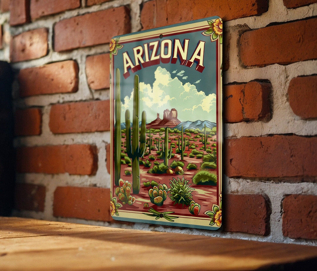 Retro Cartoon Arizona Visit Metal Sign: Vintage Decor Ideas Retro ...