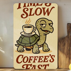 Snarky Turtle Coffee Metal Sign – Vintage-style Narrow Wall Decor With ...