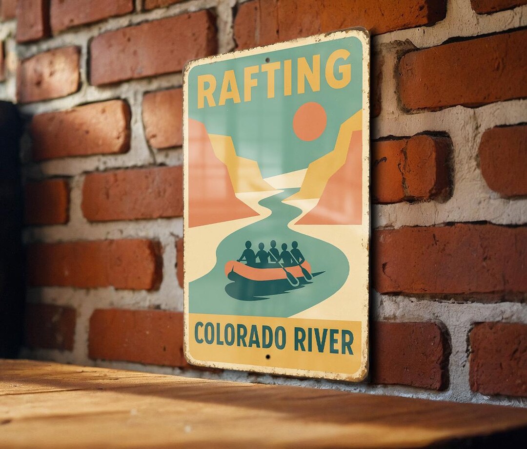 Mid-century Modern Rafting Tin Sign – Retro Colorado River Art ...
