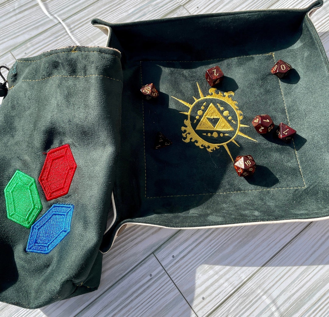 Green Hero Faux Suede Collapsible Dice Tray, Three Triangle Symbol ...
