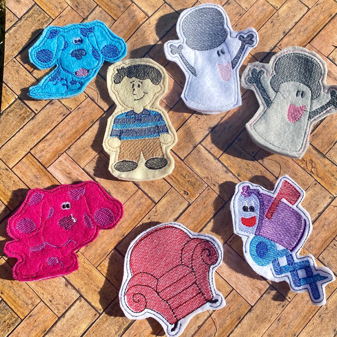 Blue Mystery Dog Finger Puppets, One or Set, Kids Finger Puppet ...