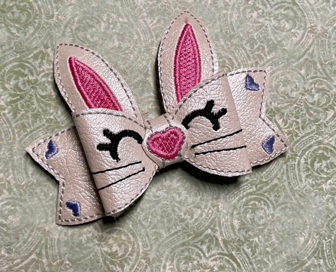 Easter Bunny Hair Bow, Easter Barrette, Little Girls Embroidered Bow ...
