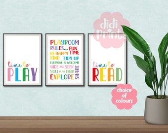Set of 6 Educational Wall Art Playroom Signs Printable - Etsy