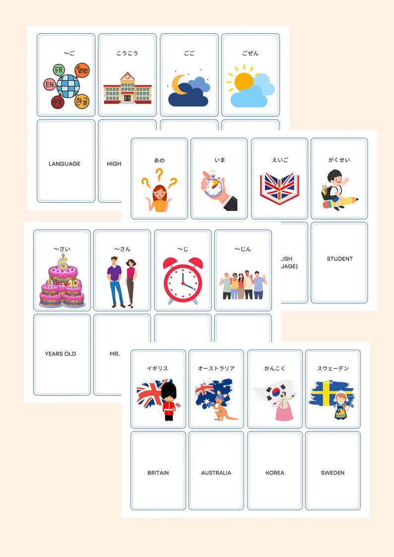 Genki 1 Textbook First Lesson Words Ready to Print Flashcards, Easy to ...