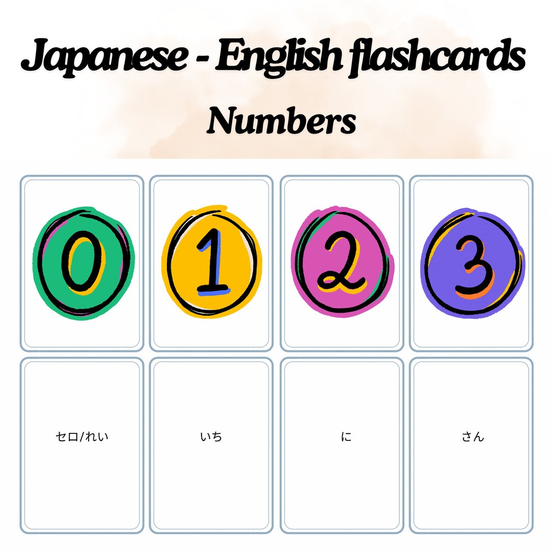 Japanese Numbers Printable Flashcards Homeschool Easy Fun to Learn ...