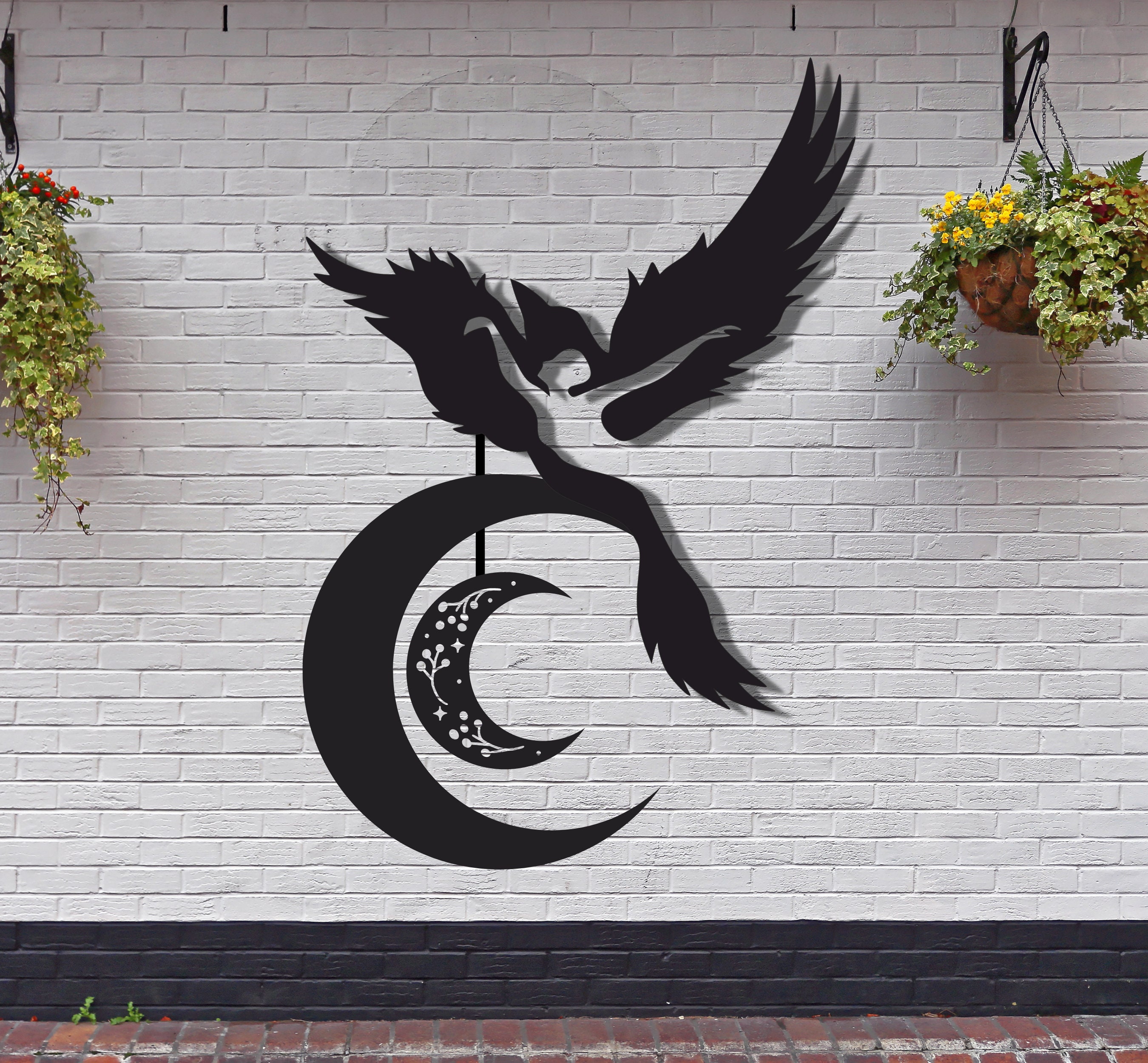 Celestial Lady Phoenix Rising Metal Wall Art Symbolic Rebirth ...