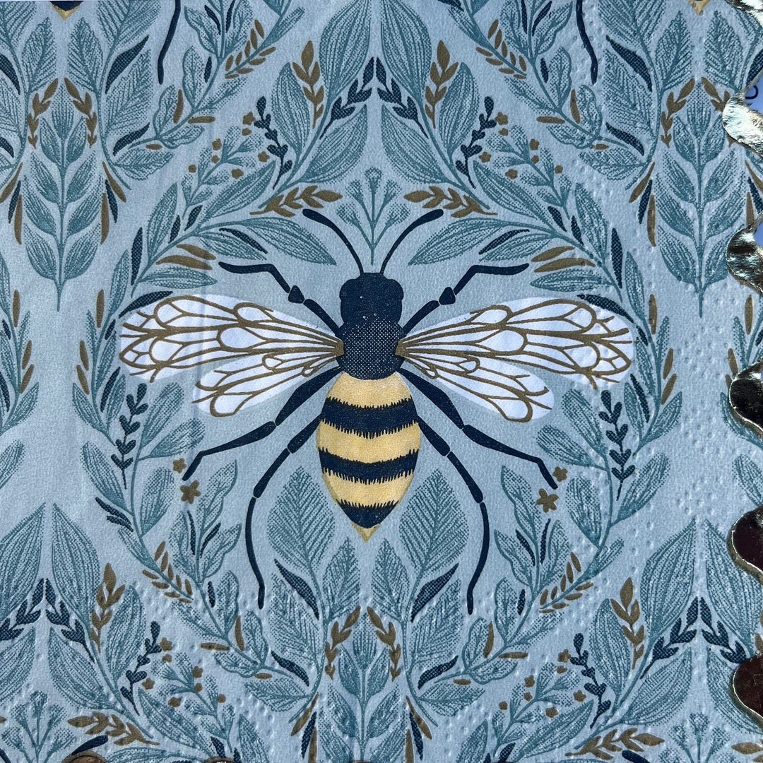 Set of 3 DECOUPAGE NAPKINS Paper Napkins Beverage Size Bee Insect 3 Ply ...