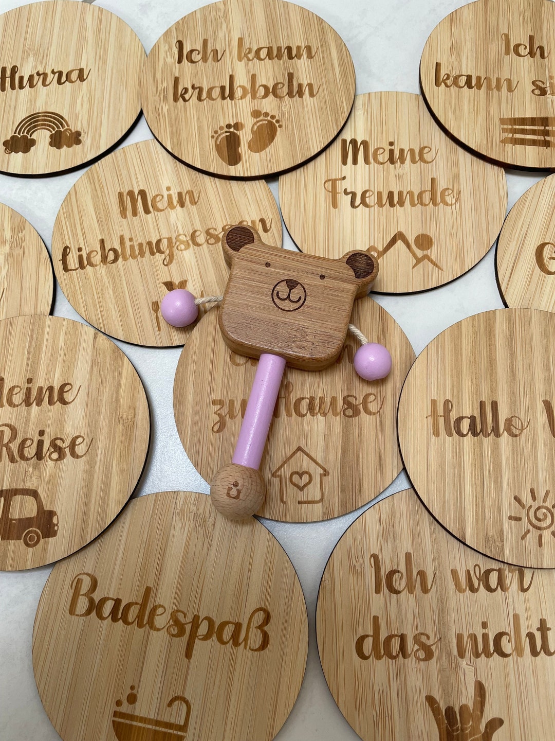 Baby Rattle With Milestones, Bamboo Memories - Etsy