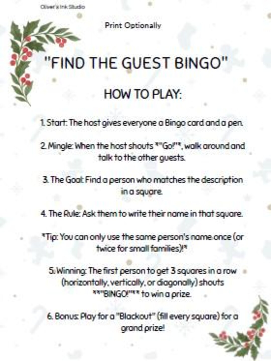 Christmas Party Bingo • Holiday Icebreaker Game (PDF) - Etsy