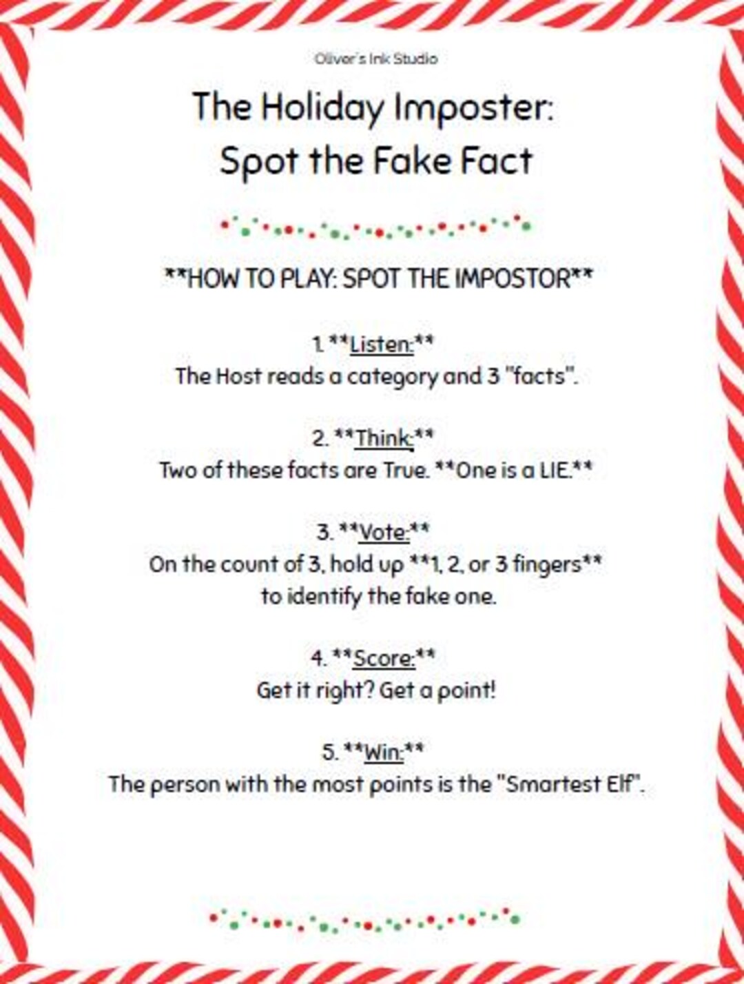 Christmas Fact or Fiction Game • Holiday Dinner Party Icebreaker (PDF ...