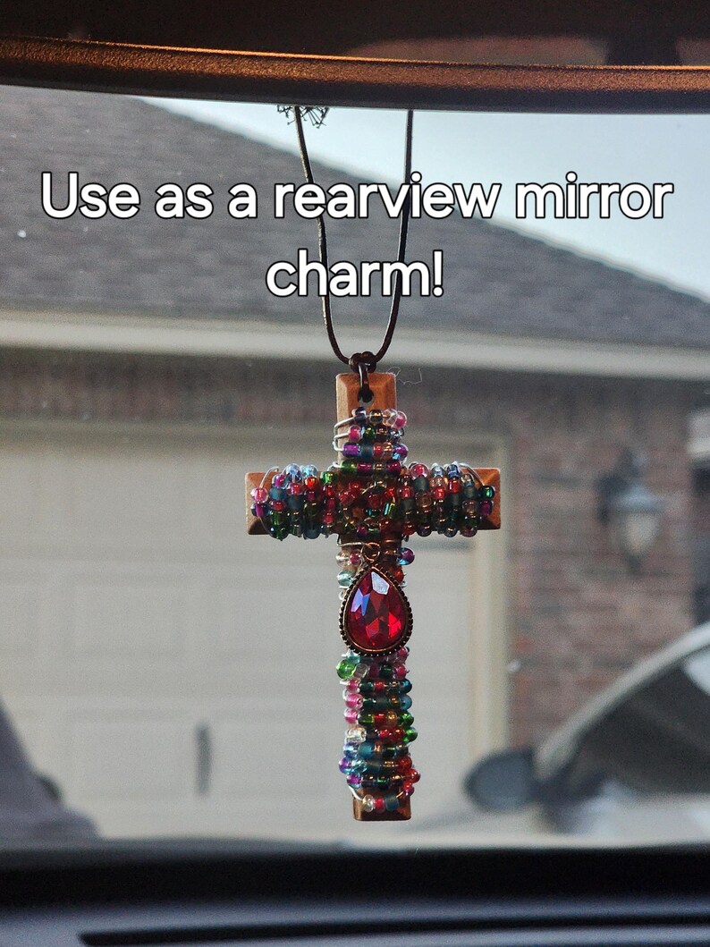 Beaded Cross, Rear-view Mirror Decor, Gift Tag, Ornament - Etsy
