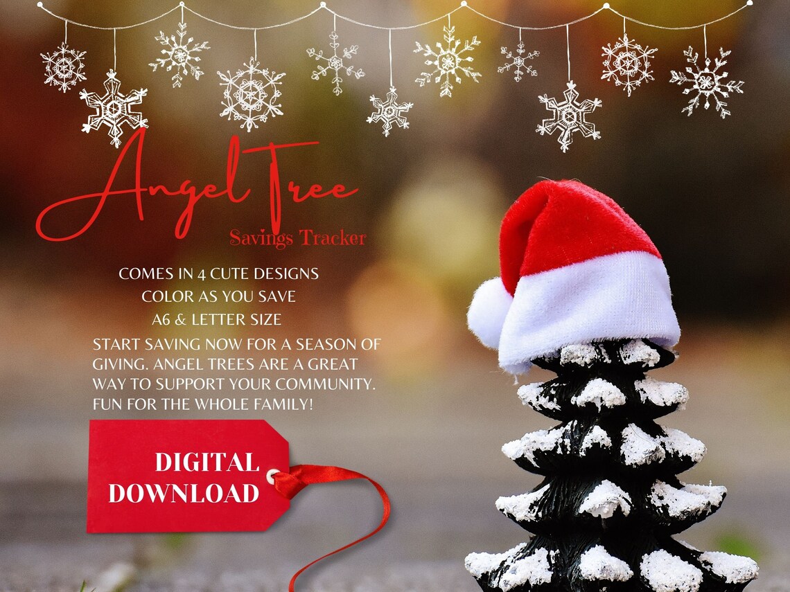 PRINTABLE Angel Tree Christmas Savings Tracker Coloring Sheet Cute ...