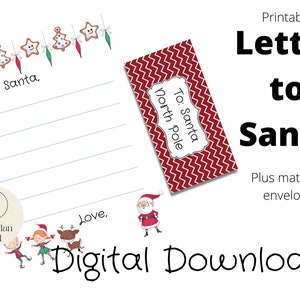 Printable Letter to Santa With Printable Envelope Cute Christmas ...