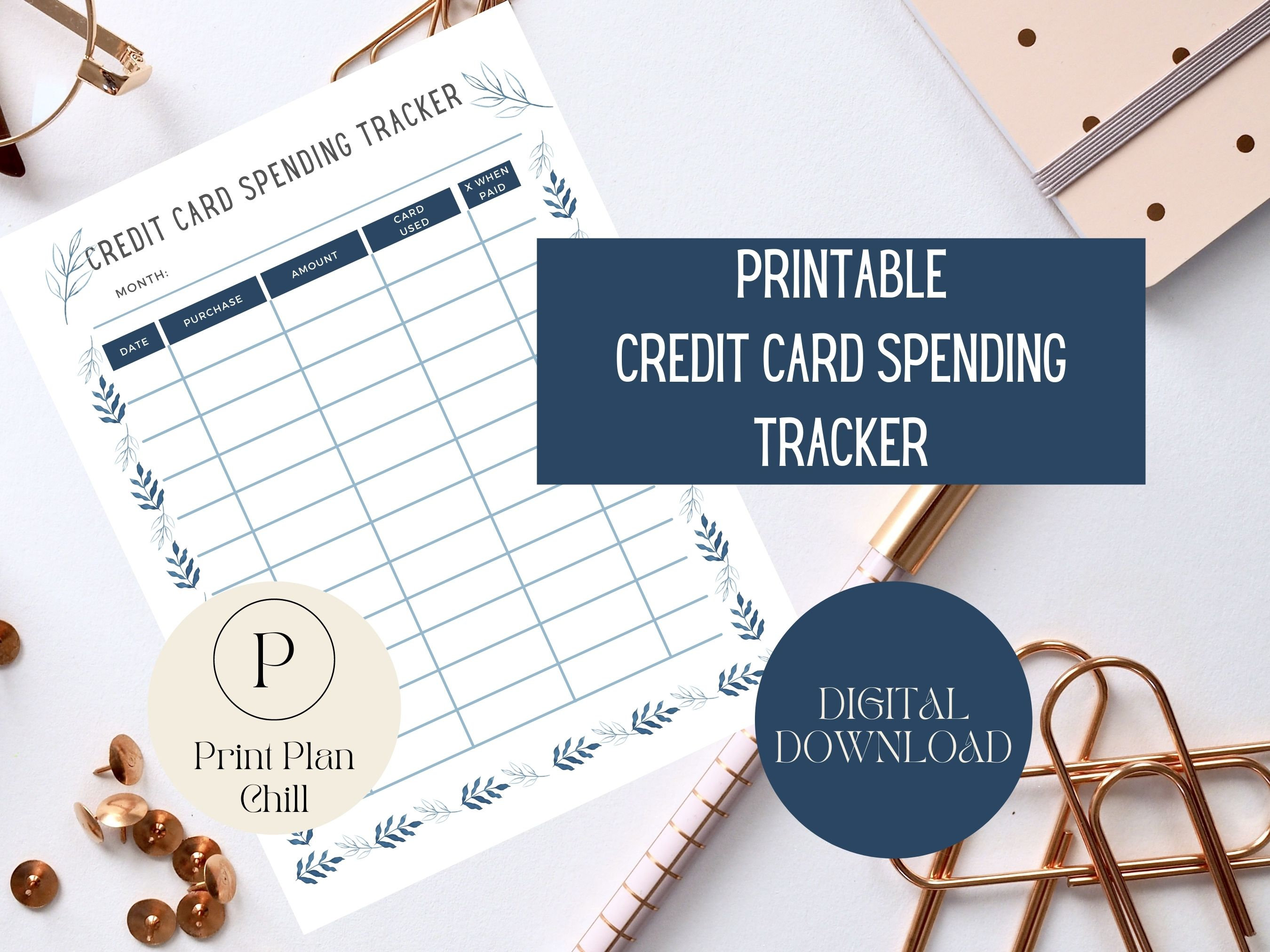 PRINTABLE Credit Card Spending Tracker Monthly Undated Planner Sheet in ...
