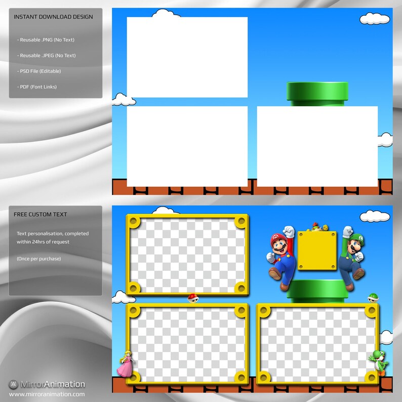 Super Mario Inspired Photo Booth, Mirror Booth, Selfie Mirror, Template ...