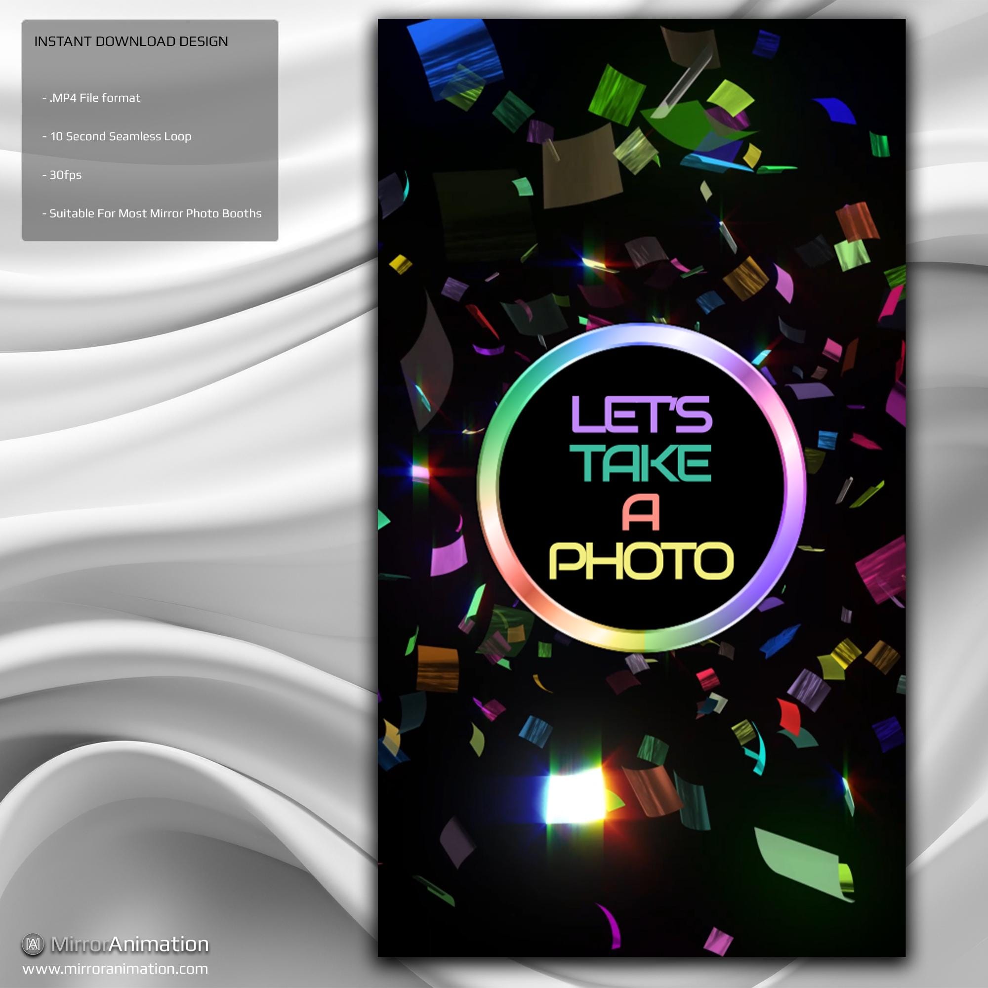 Confetti Mirror Photo Booth Start Screen Animation Loop Welcome Screen ...