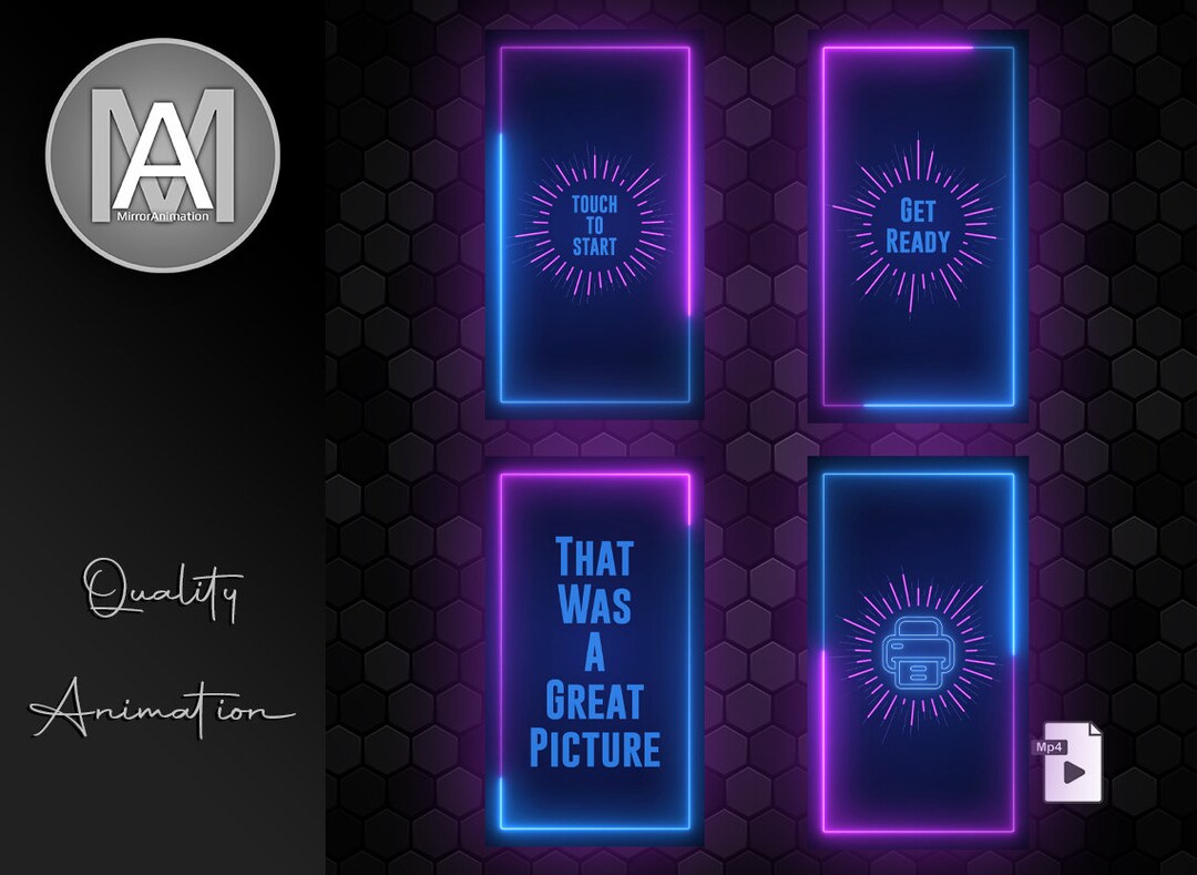 Magic Mirror Booth Animation Neon Border Collection Start Screen ...