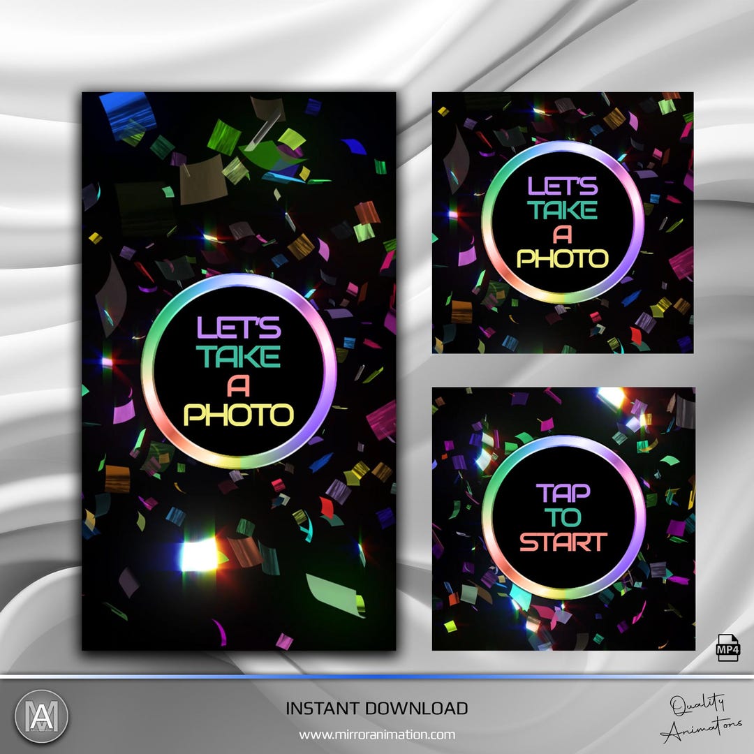 Confetti Mirror Photo Booth Start Screen Animation Loop Welcome Screen ...