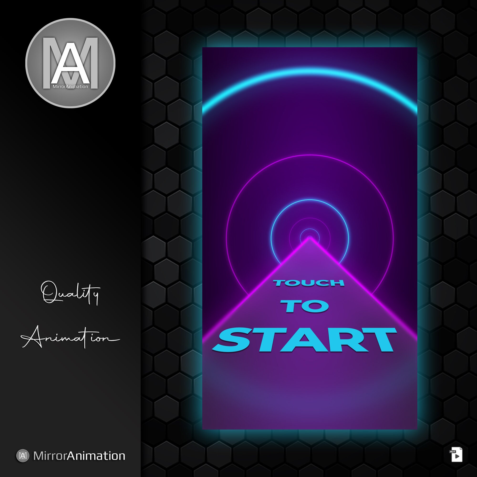 Magic Mirror Booth Animation Neon Tunnel Start Screen, Touch to Start ...