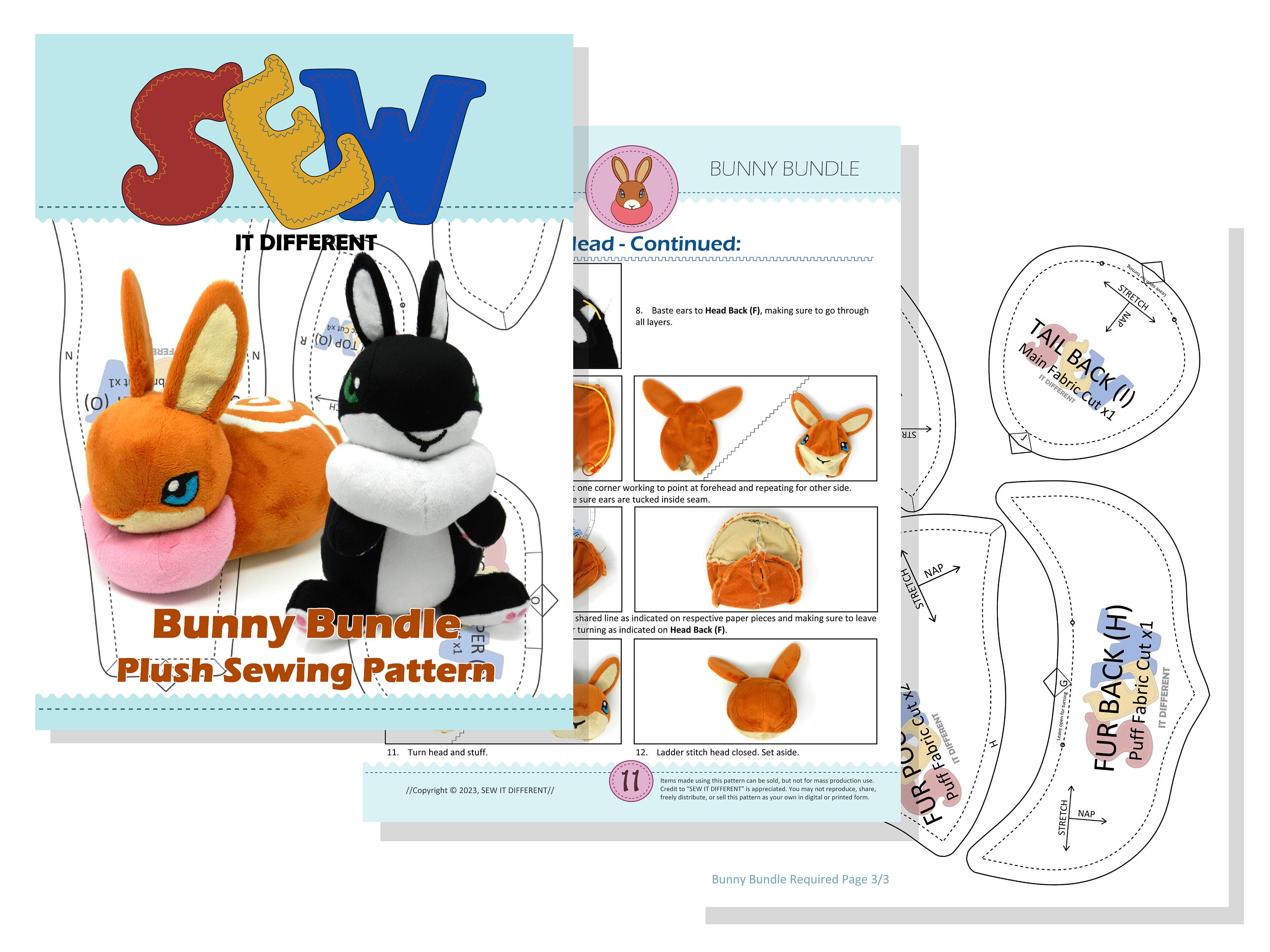 Bunny Bundle PDF Plush Sewing Patterns - Etsy