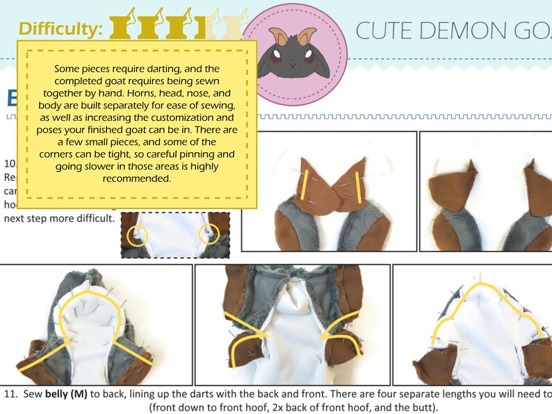 Cute Demon Goat Plush PDF Sewing Pattern (Instant Download) - Etsy