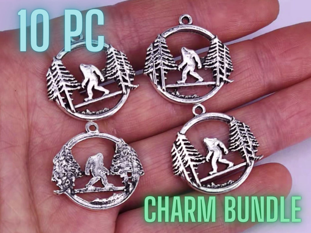 10pc Bundle Silver Bigfoot Charms Specialty Craft Supplies Jewelry ...