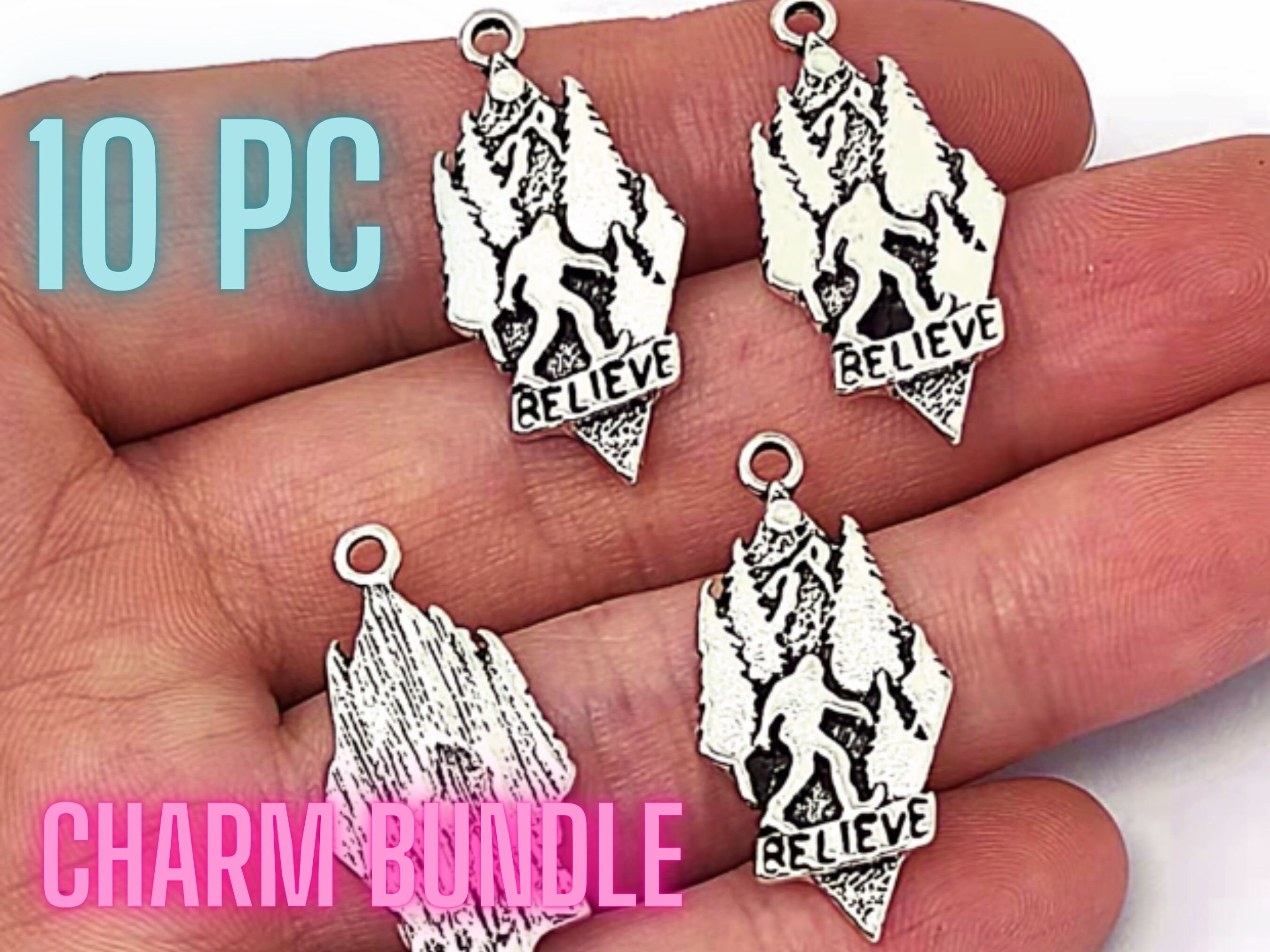 10pc Bundle Silver Bigfoot Believe Charms Specialty Craft - Etsy